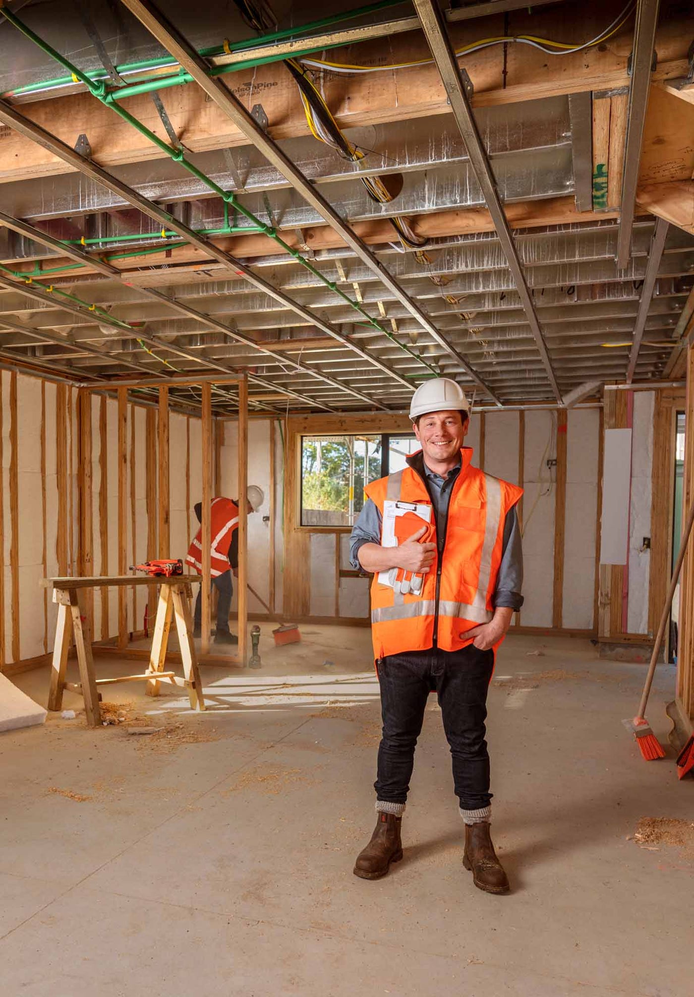 builder in construction site