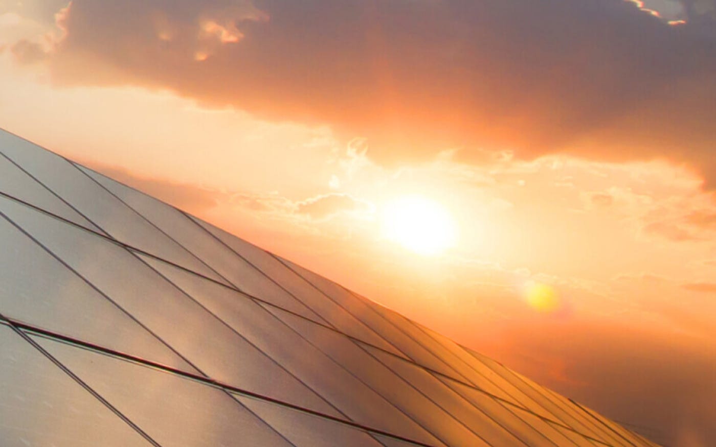 Solar panels at sunrise