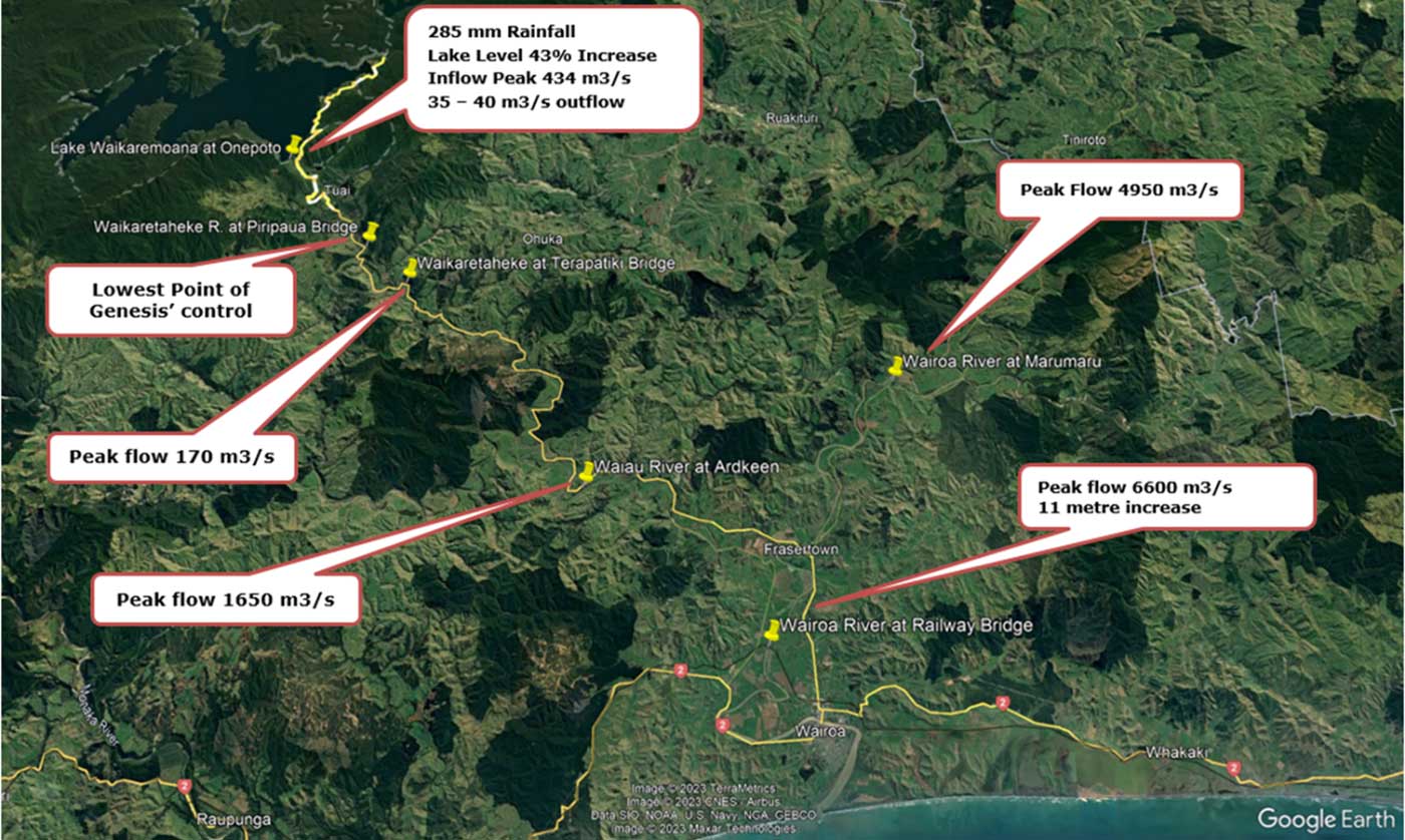 Map of Wairoa catchment inflows