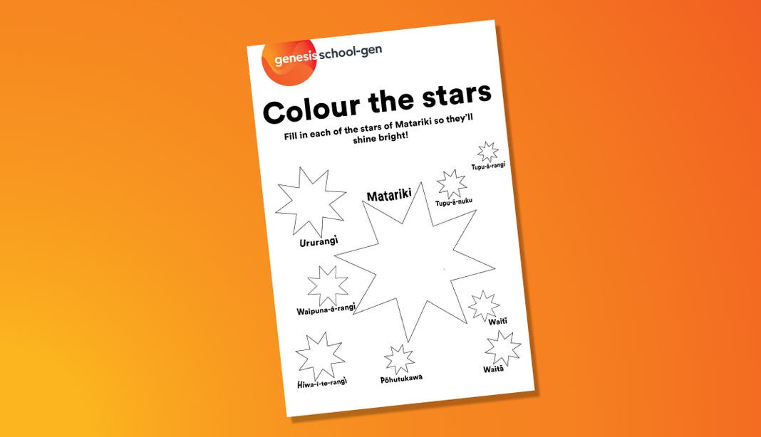 Matariki colouring activity | Genesis NZ