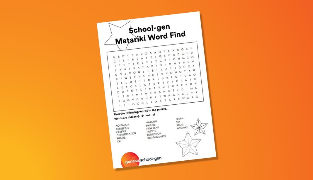 Matariki word find | Genesis NZ